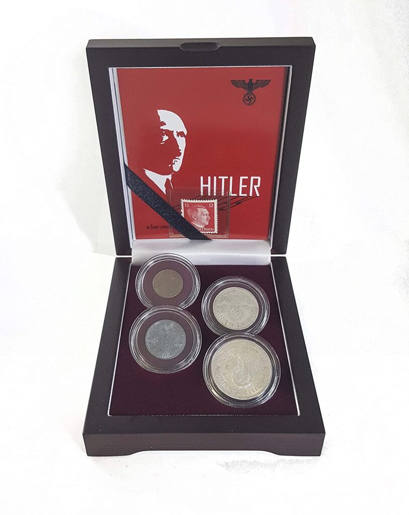 Adolf Hitler WWII Collection of Four Coins and One Stamp - Curiosity Coins